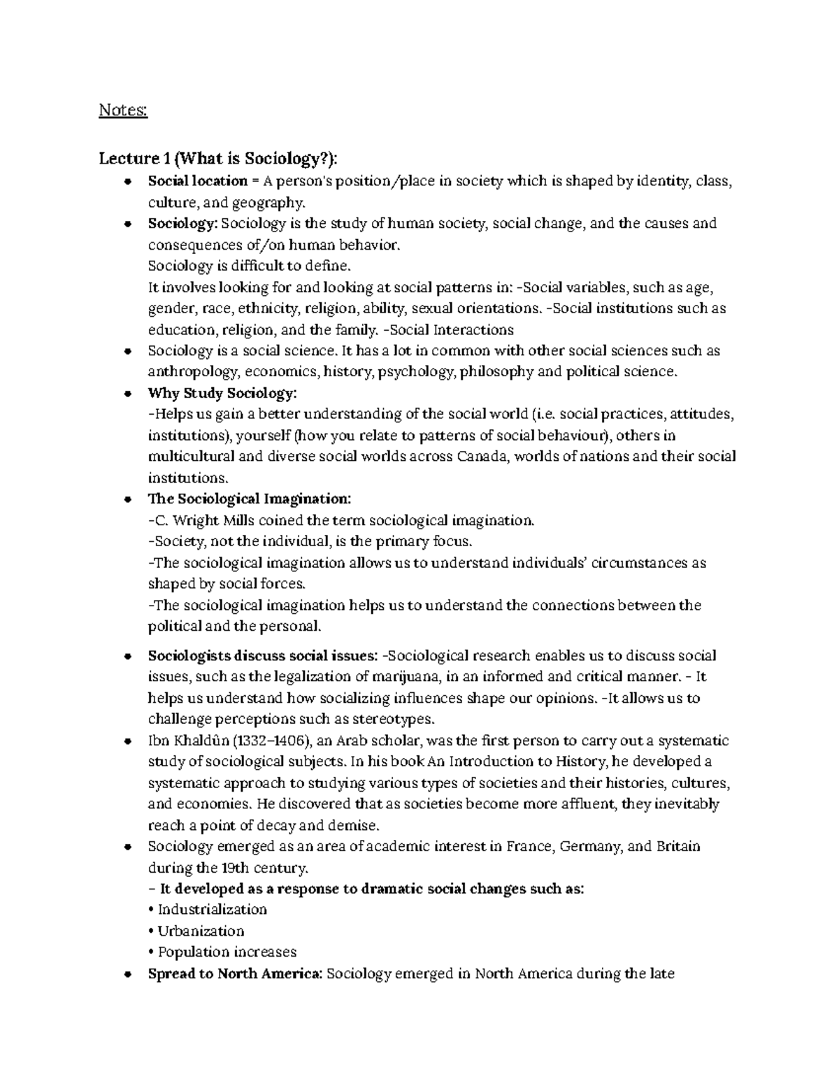 Sociology 101: Lecture Notes on Social Location & Sociological ...