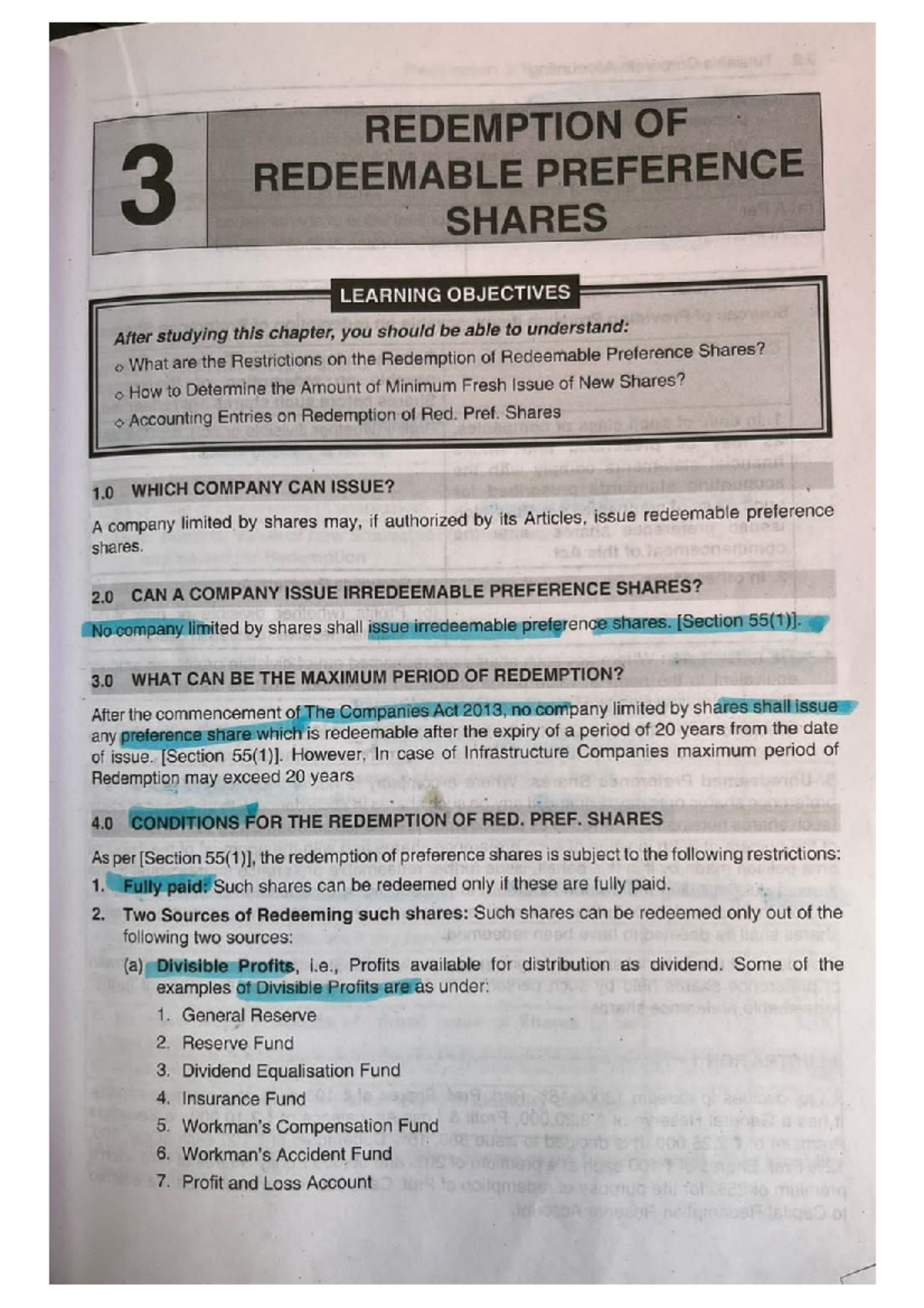 CH 3: Redemption of Redeemable Preference Shares - Studocu