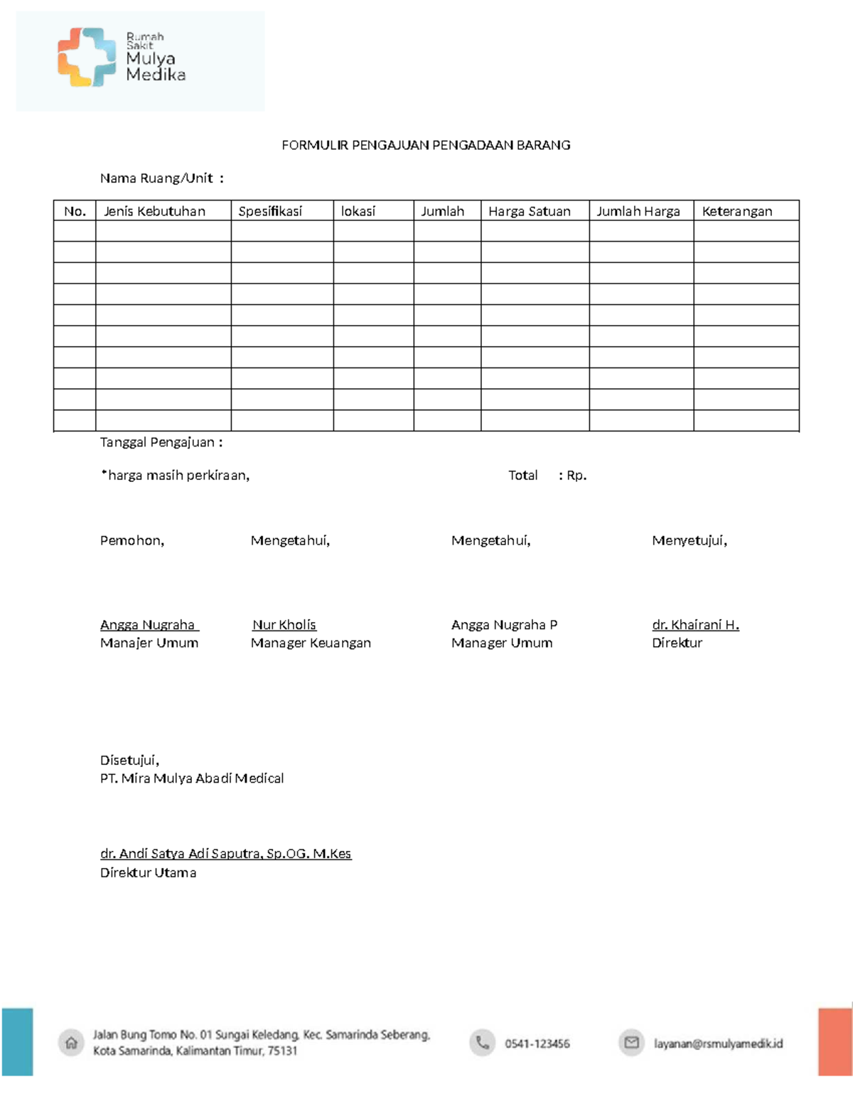 Formulir Pengajuan Pengadaan Barang - gizi dan diet - FORMULIR ...