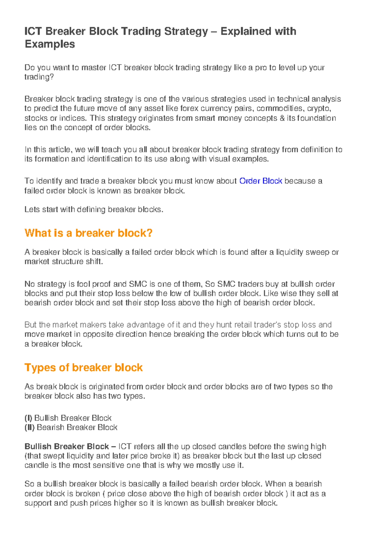 ICT Breaker Block Trading Strategy: A Comprehensive Guide - Studocu