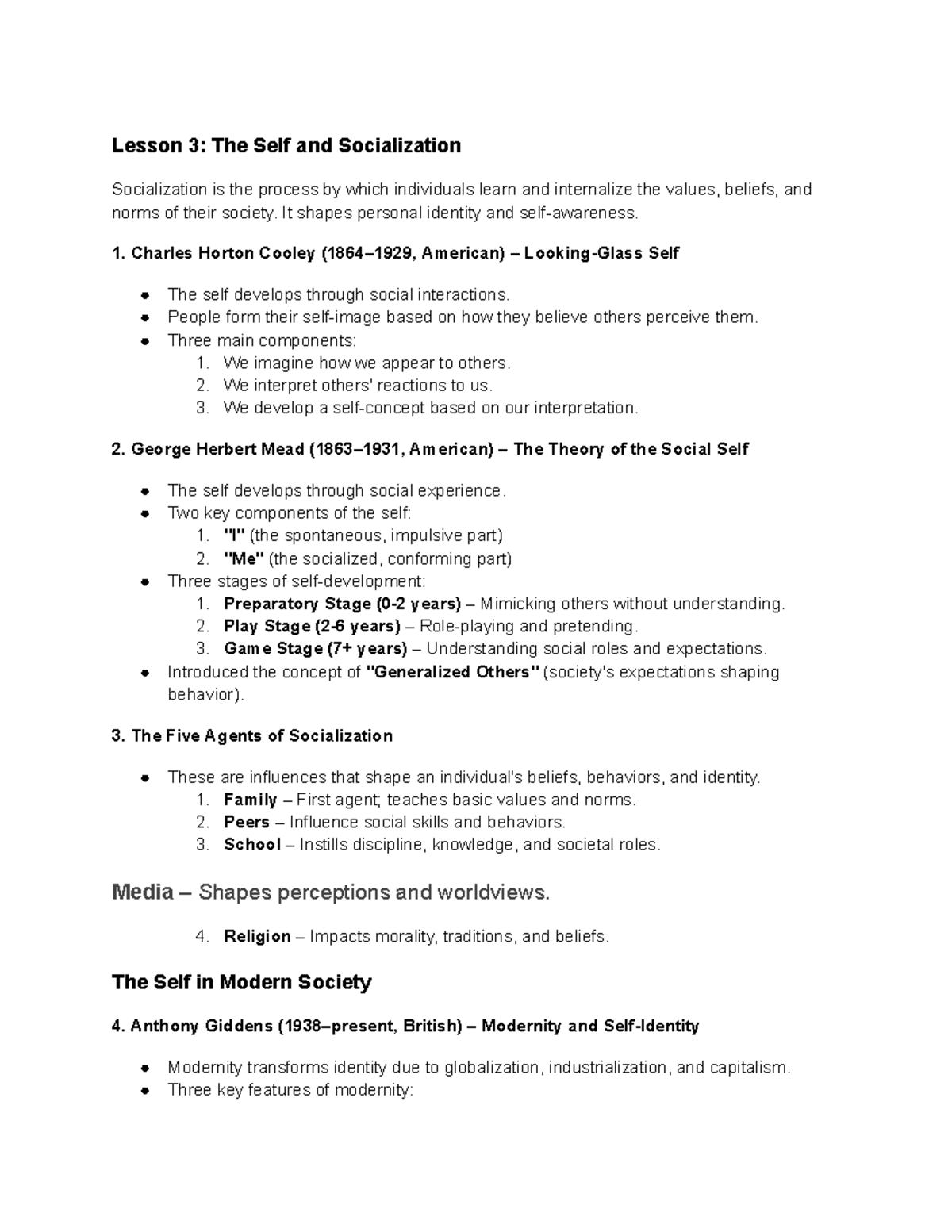 Lesson 3-5 GE1 uts - notes i maid for uts - Lesson 3: The Self and ...
