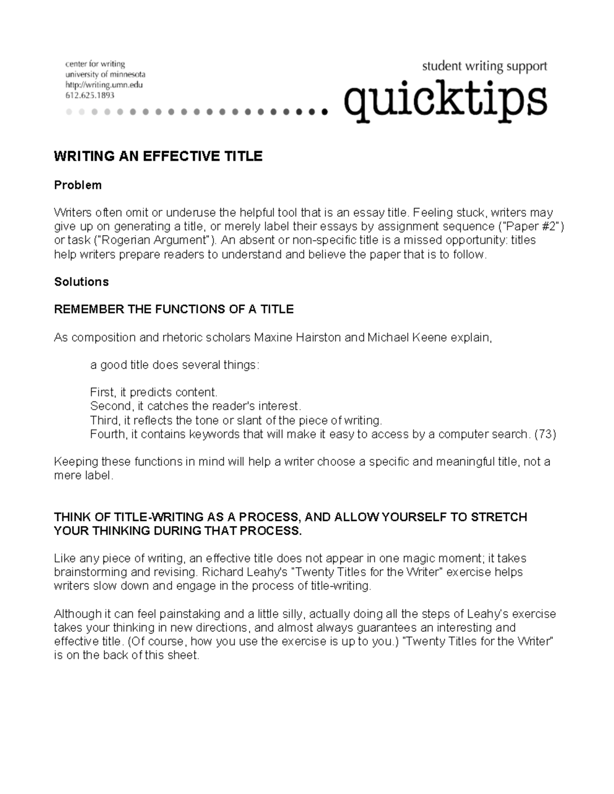 Effective Title Writing Strategies: A Guide for Writers - Studocu