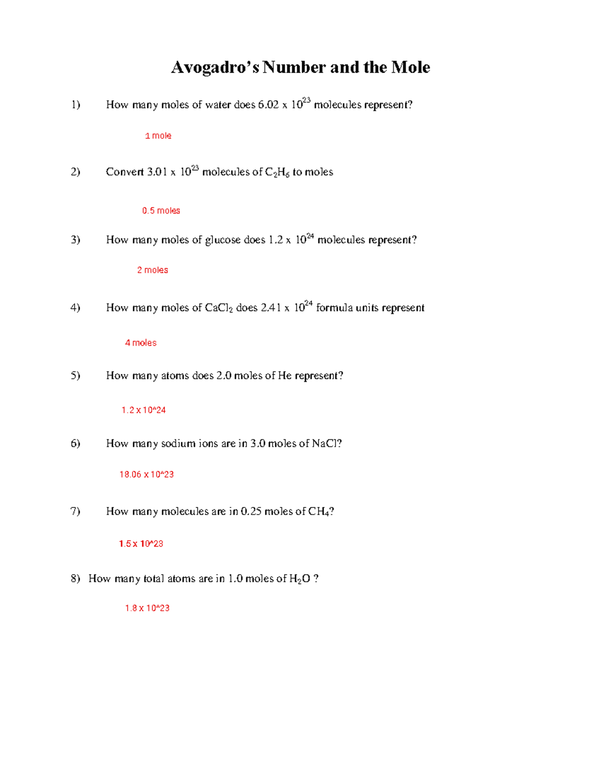 Avogadro’s Number and the Mole-1 - Avogadro’s Number and the Mole How ...