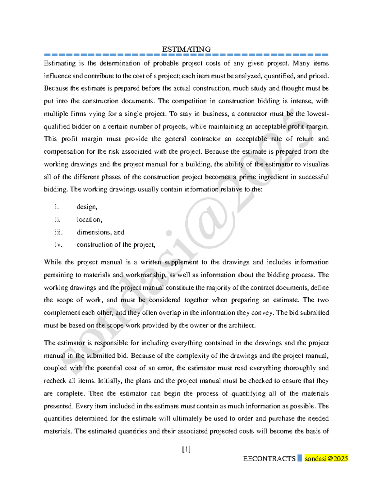 Estimating Techniques for Construction Projects - IOM Notes - Studocu