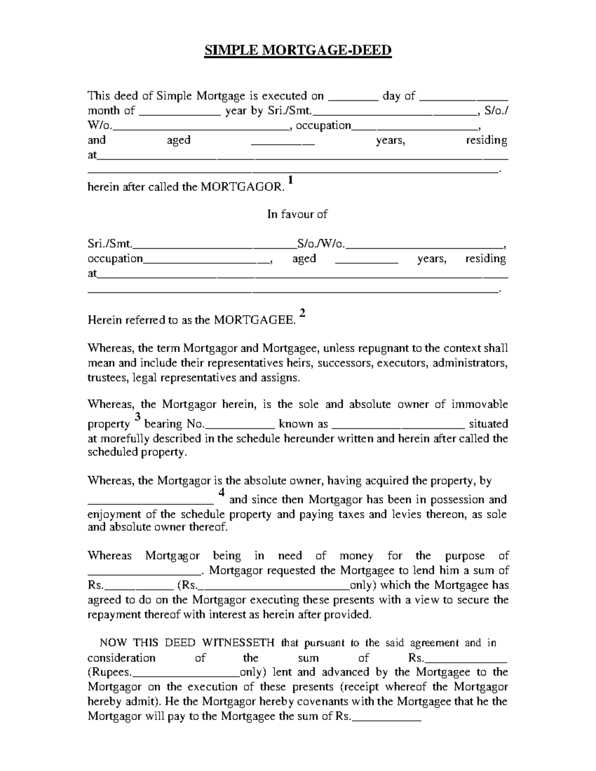 Mortgage Deed - Simple Mortgage Agreement Draft - Studocu