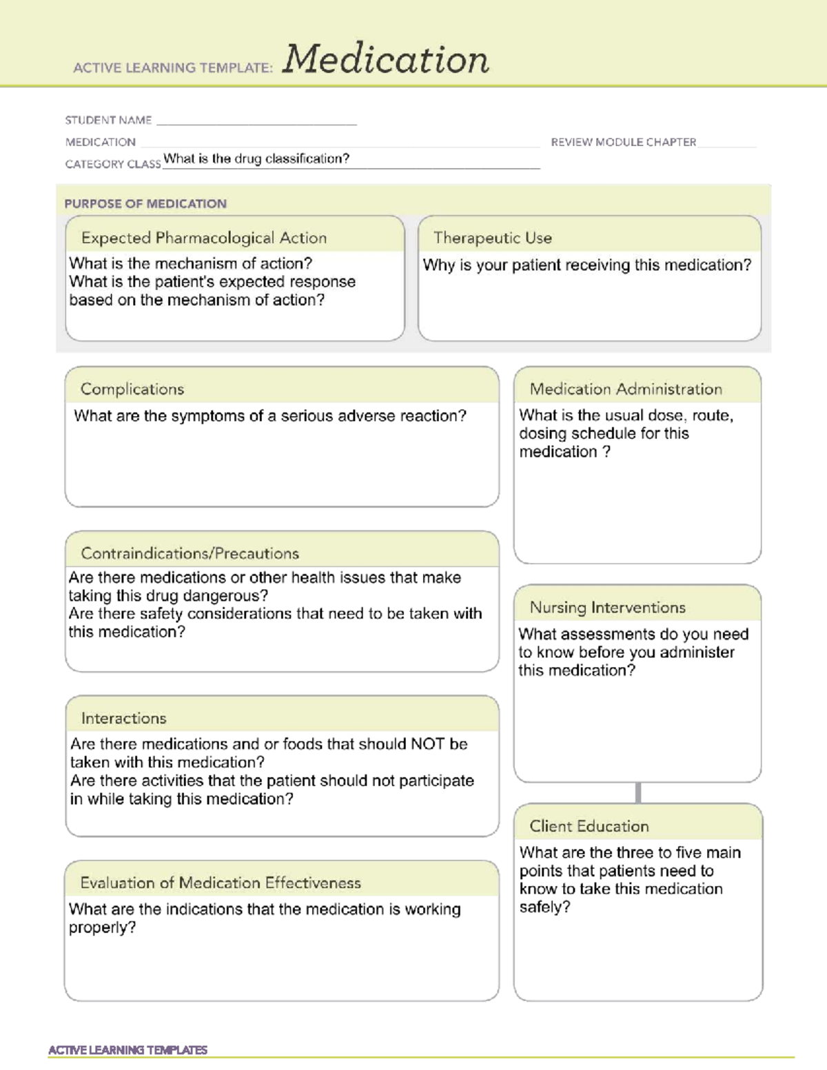 ACTIVE LEARNING TEMPLATE: Medication Review Module - Med Temps - Studocu