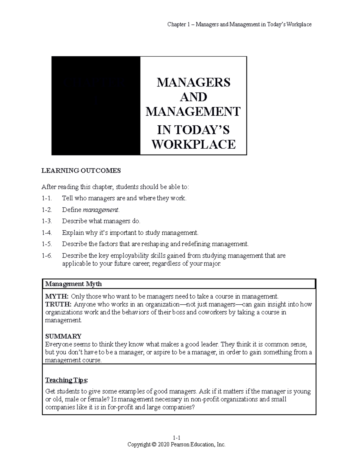 Robbins MGMT 101 Chapter 1: Understanding Managers and Management - Studocu