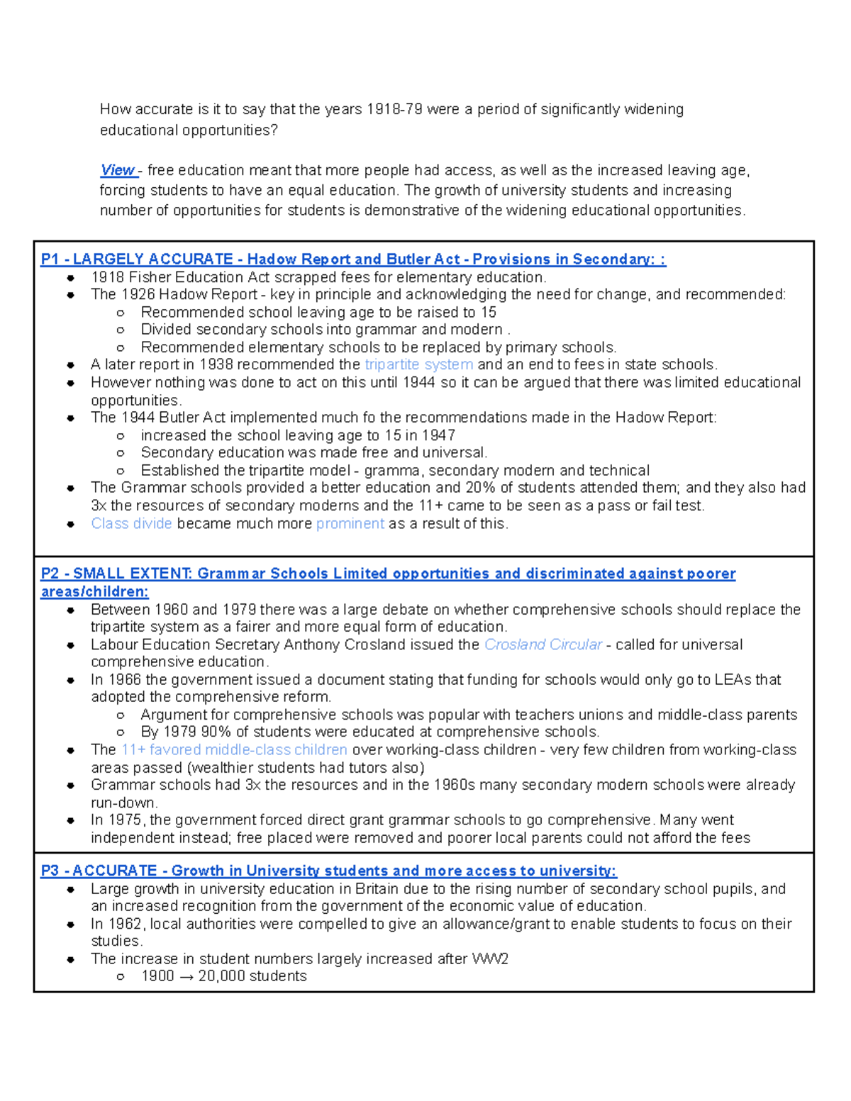 British History Essay Plans -2: Widening Educational Opportunities ...