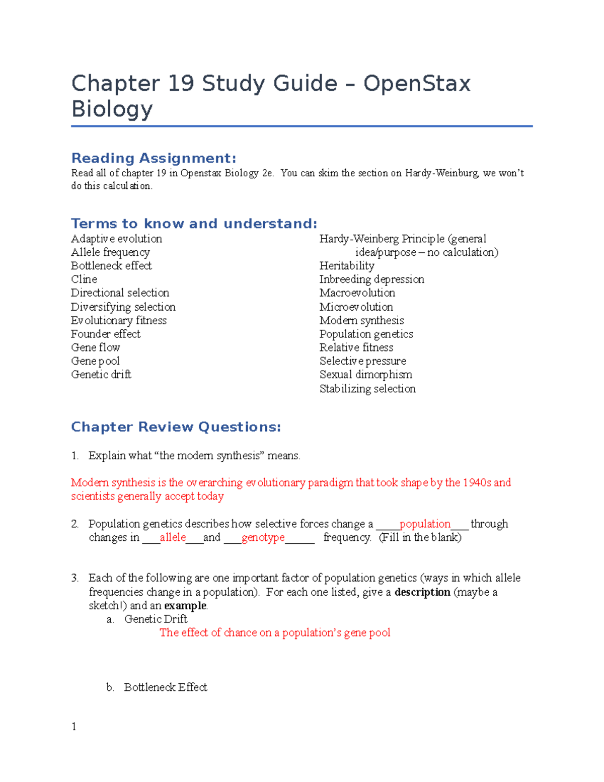 Chapter 19 Study Guide - Chapter 19 Study Guide – OpenStax Biology ...