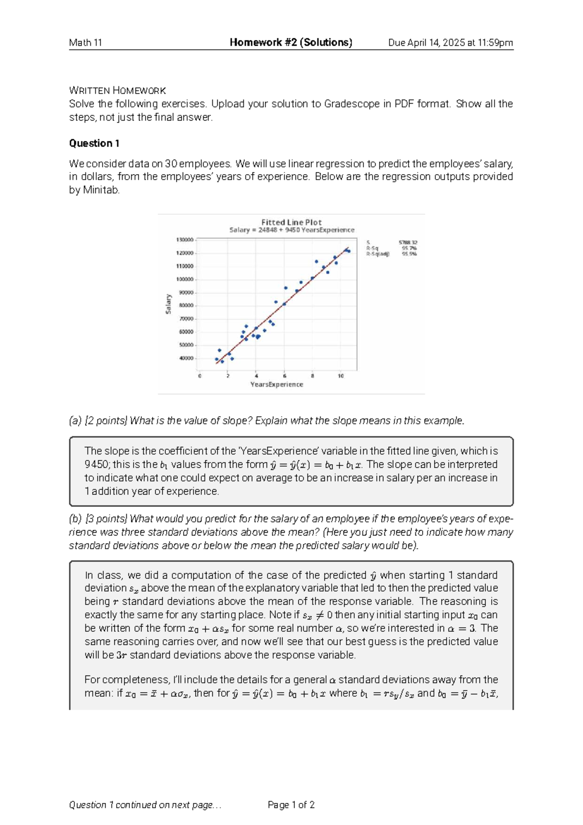 Math 11 Homework 2 Solutions: Linear Regression & Salary Prediction - Studocu