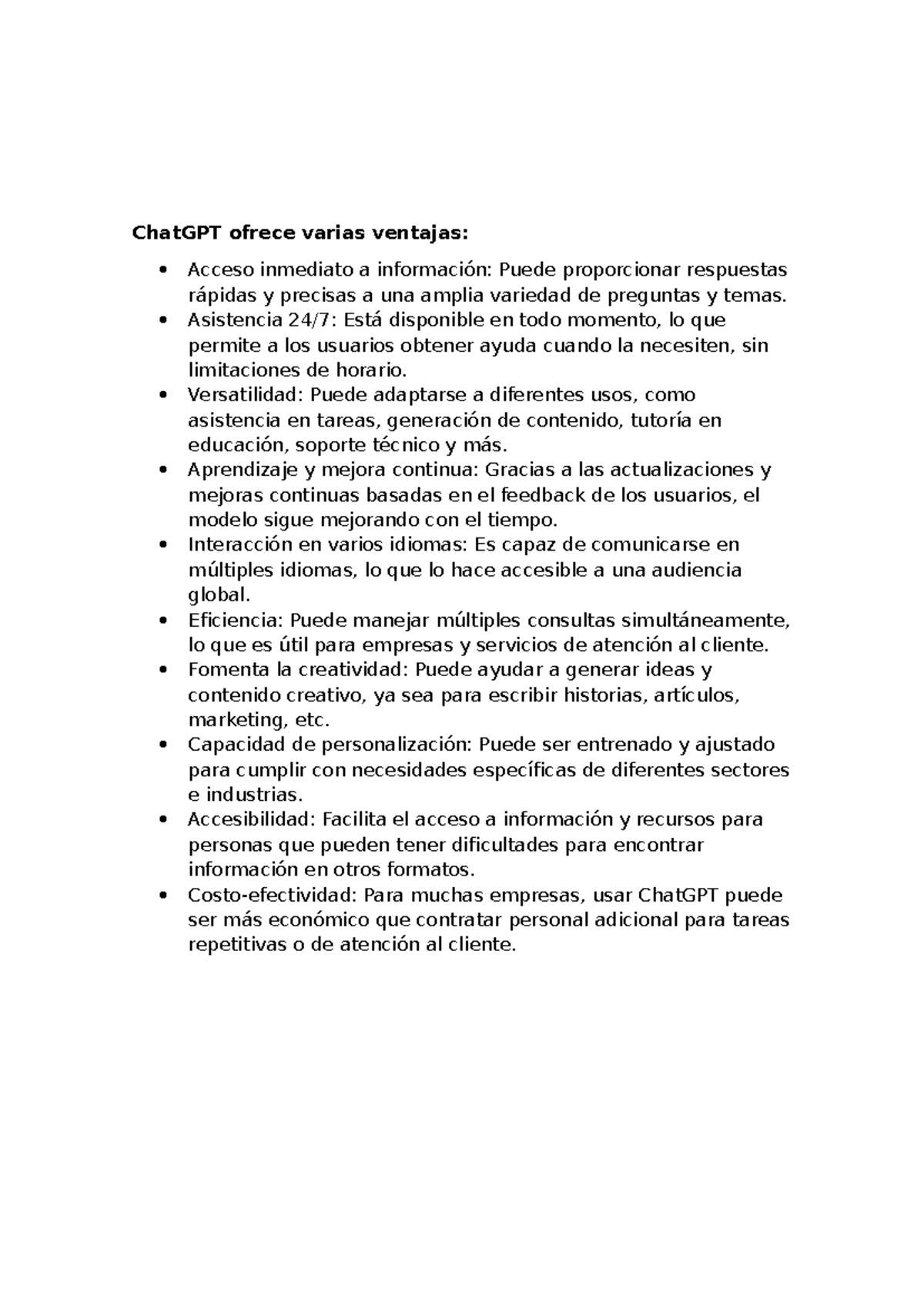 Ventajas y Desventajas de ChatGPT: Análisis Completo - Studocu