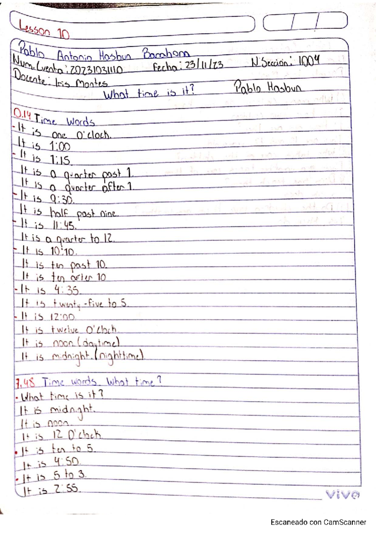 Lesson 10: Time Expressions and Daily Routines - U3T2a37 - Studocu