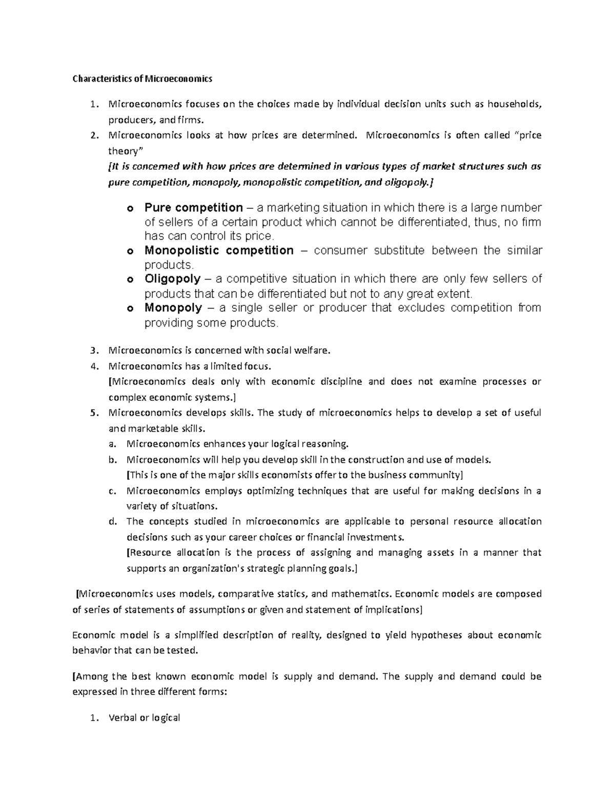 Characteristics of Microeconomics: Key Concepts Explained - Studocu