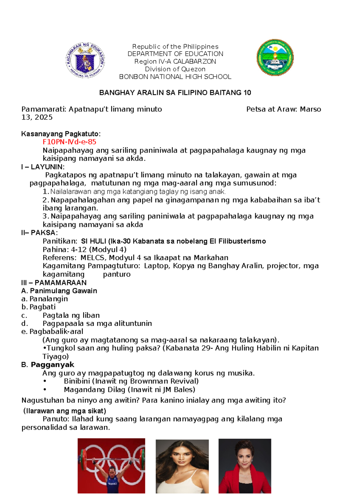 Final Lesson Plan on SI JULI (Filipino 10) - Banghay Aralin - Studocu
