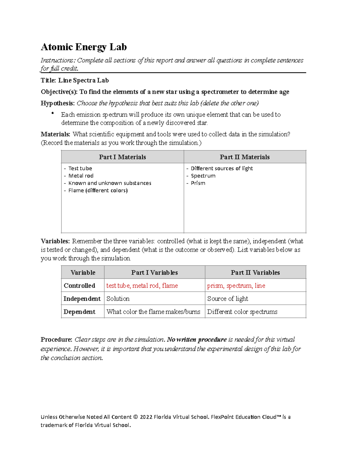 Atomic energy lab - Atomic Energy Lab Instructions: Complete all ...