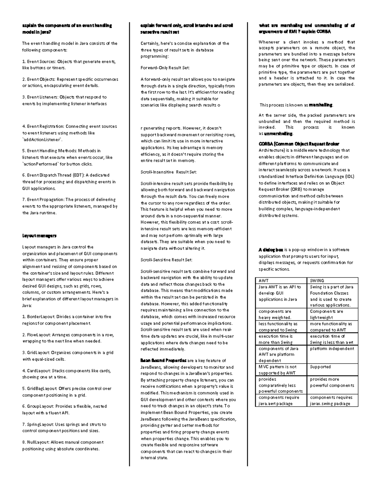 Java Advance Event Handling and Result Sets Exploration - CS101 - Studocu