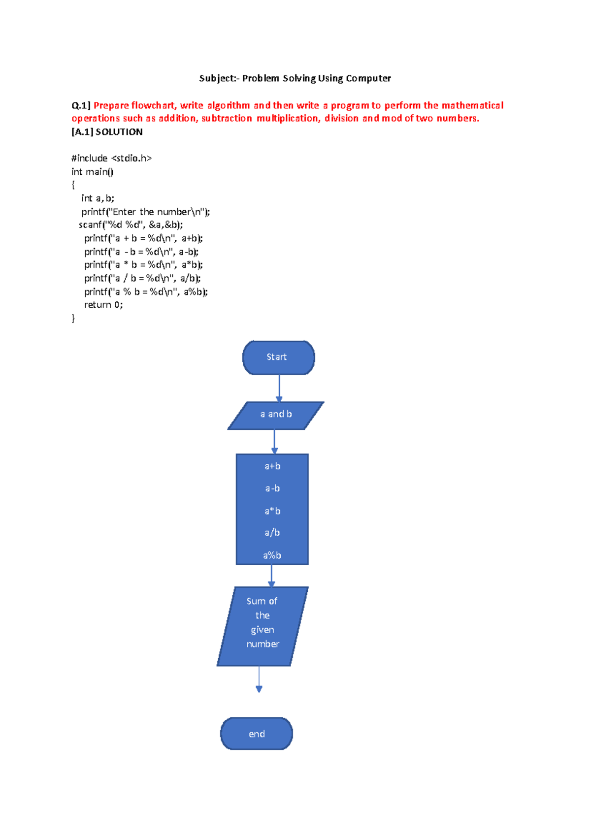 FYBCA PSC Practical Solutions for Problem Solving Using Computers - Studocu