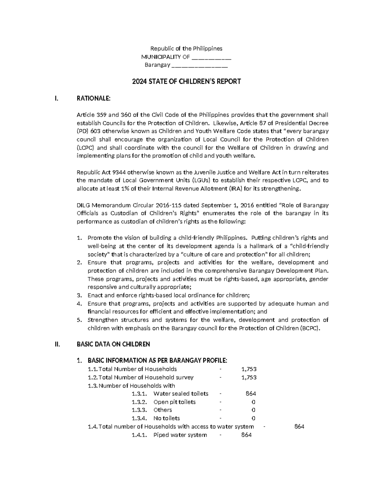 648813772 2024 State of Children's Report for Philippine Municipality ...