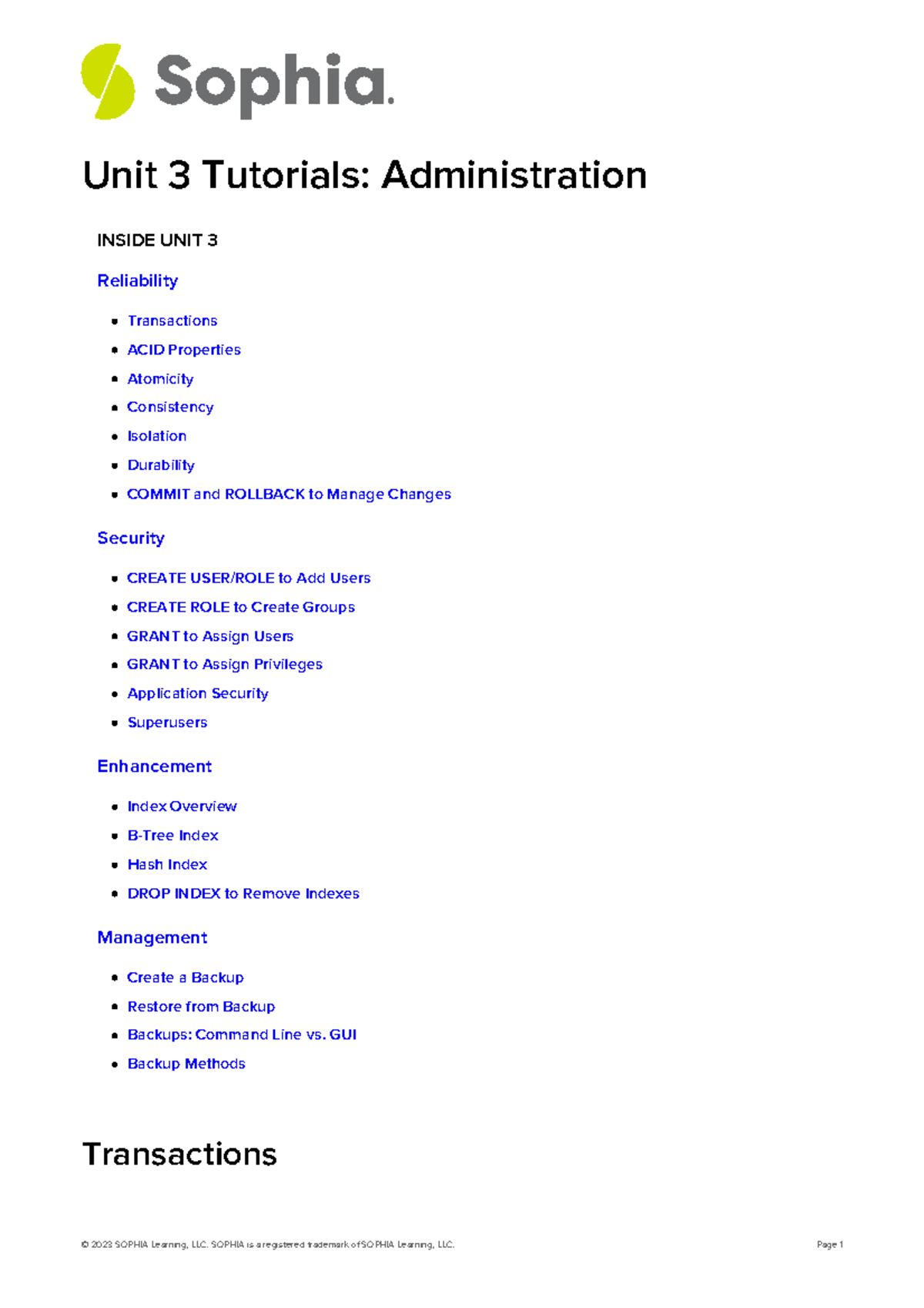 Unit-3-tutorials-administration - Unit 3 Tutorials: Administration INSIDE UNIT 3 Reliability ...