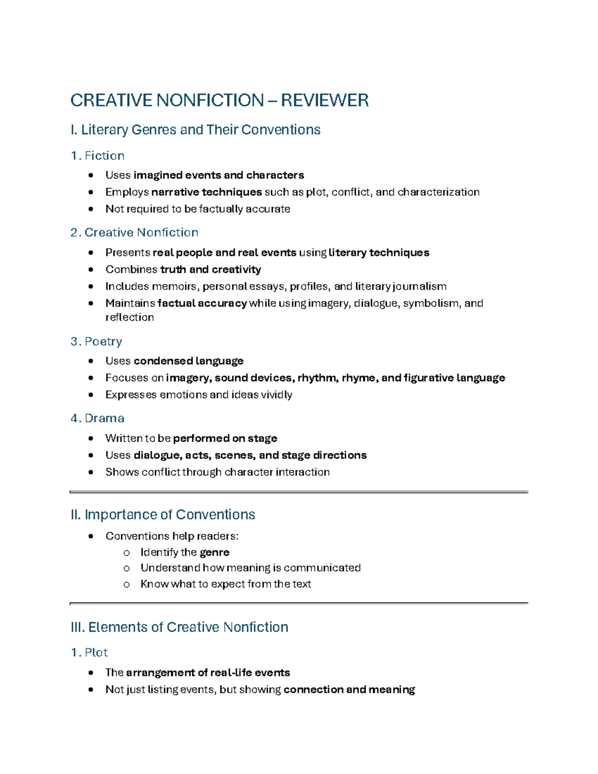 Creative Nonfiction 3rd Periodical Exam Reviewer - Studocu