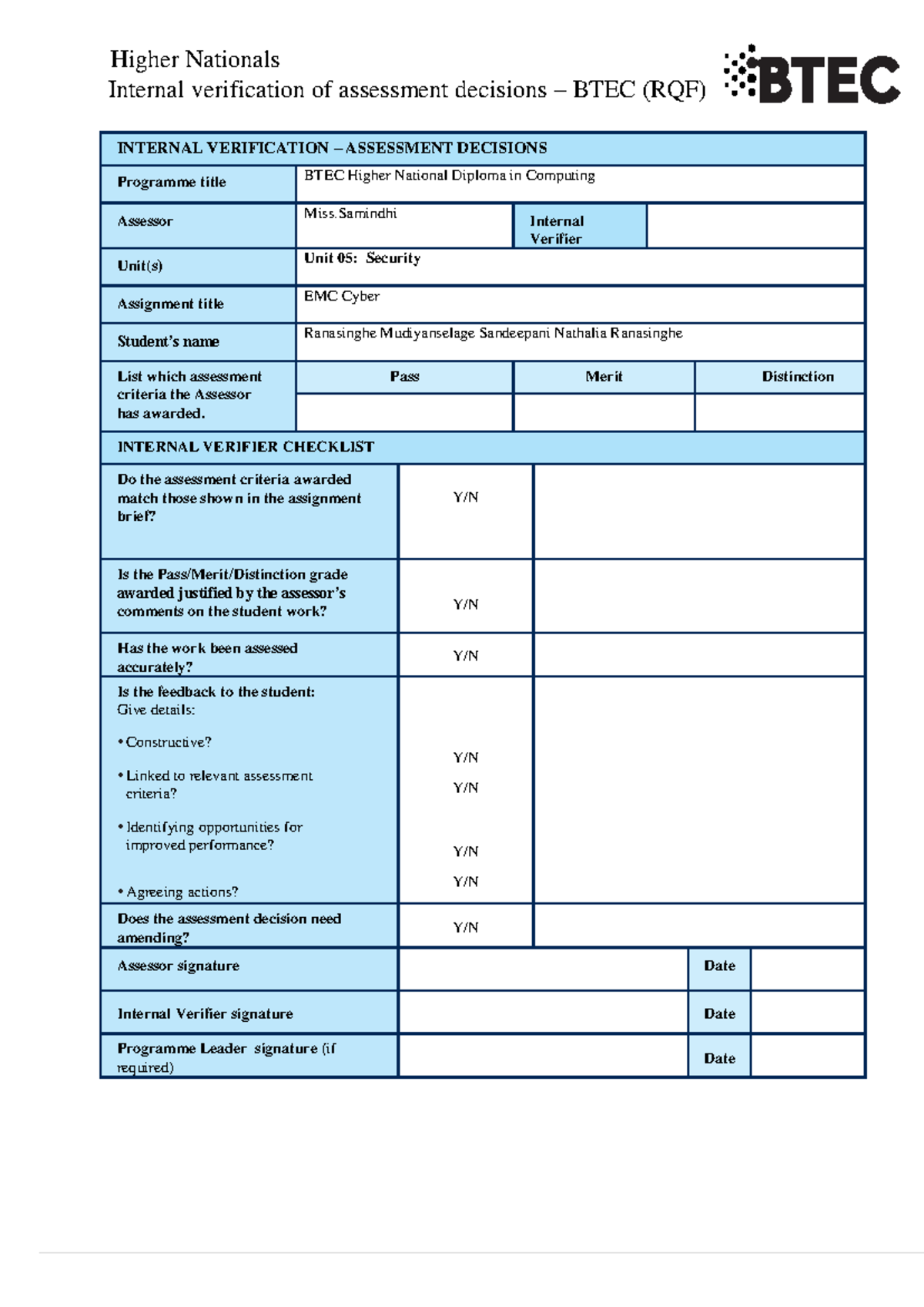 BTEC HND Computing Unit 5: Security Assignment on Cyber Risks - Studocu