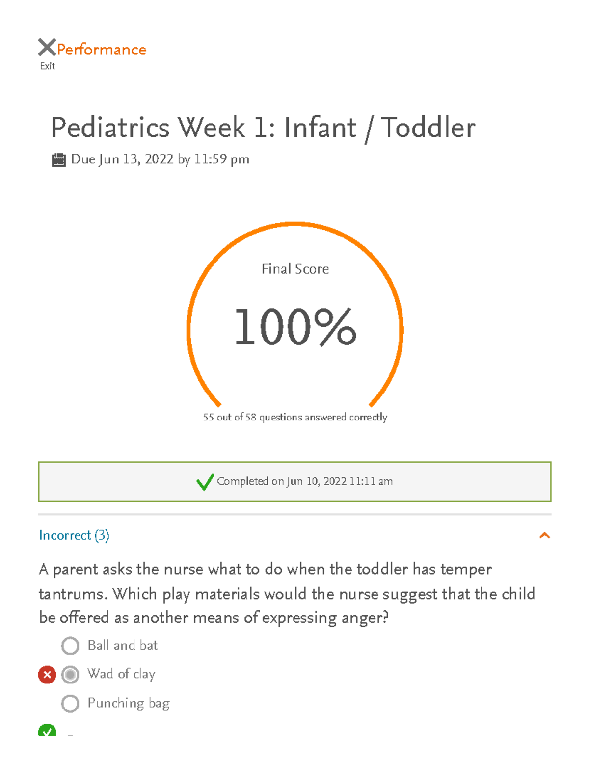 Pediatrics Quiz - Week 1: Infant/Toddler Insights & Outcomes - Studocu
