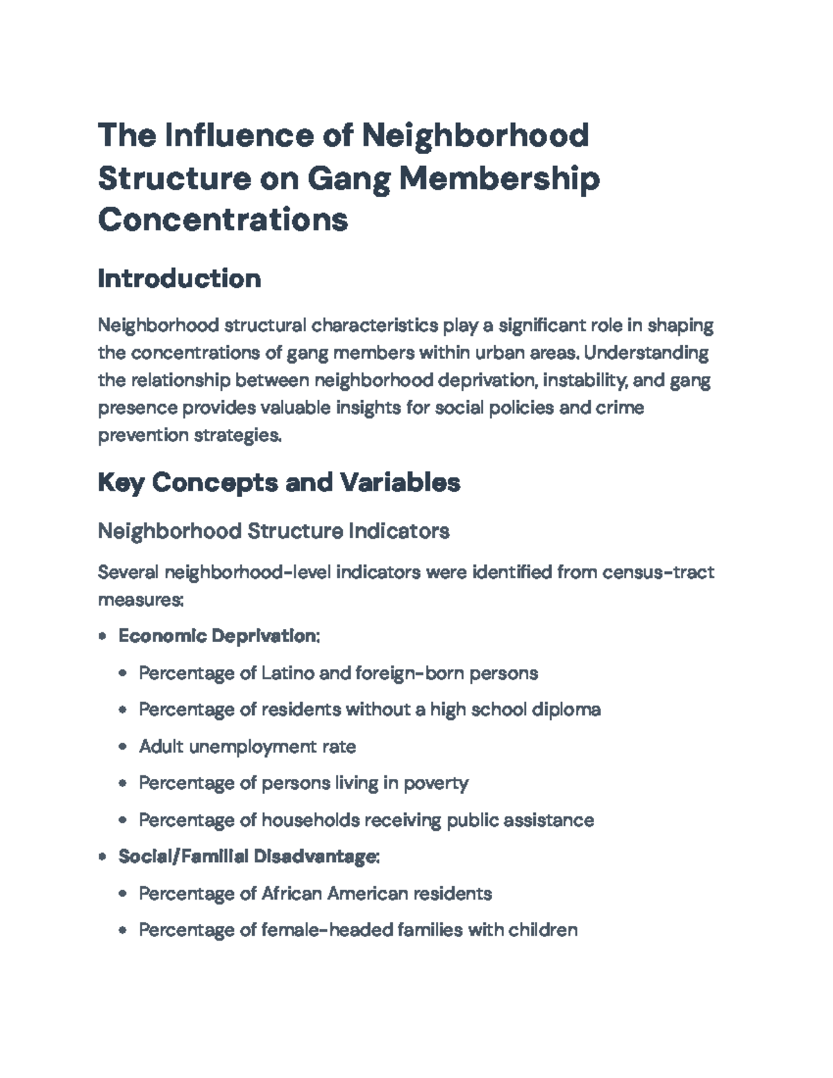 Neighborhood Structure and Gang Membership: Analyzing Social Dynamics ...
