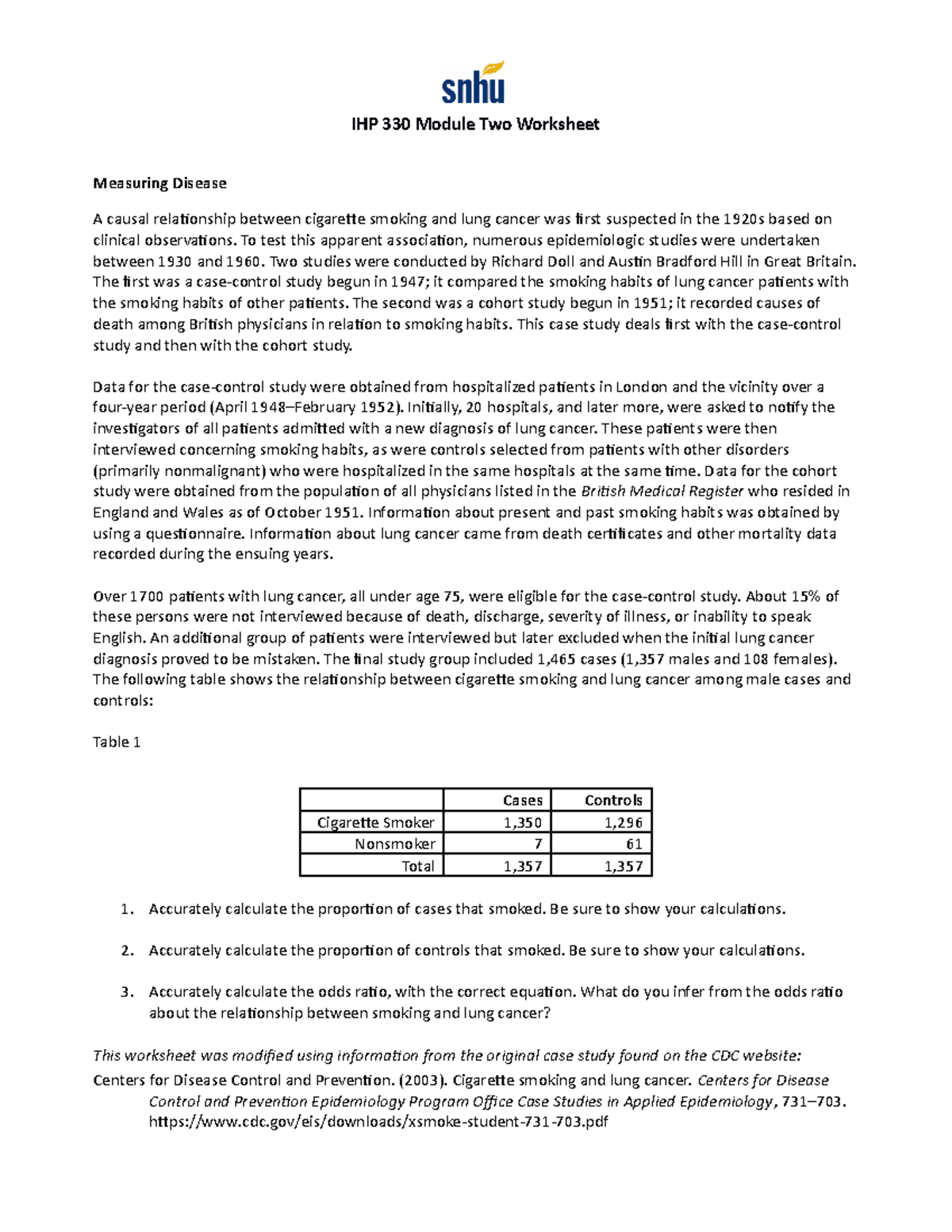 IHP 330 Module Two Worksheet - IHP 330 Module Two Worksheet Measuring ...