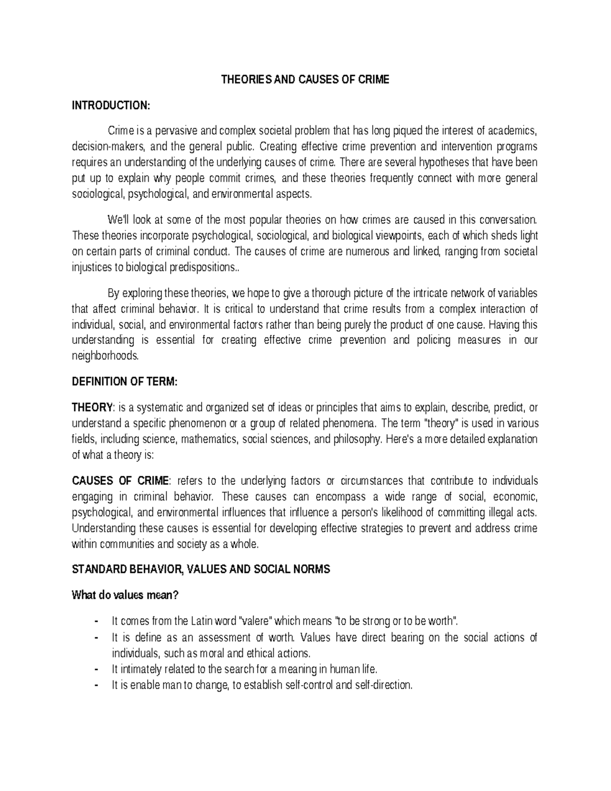 Theories and Causes of Crime: An In-Depth Analysis - Studocu