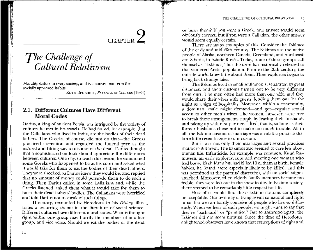 CHAPTER 2: The Challenge of Cultural Relativism in Ethics - Studocu