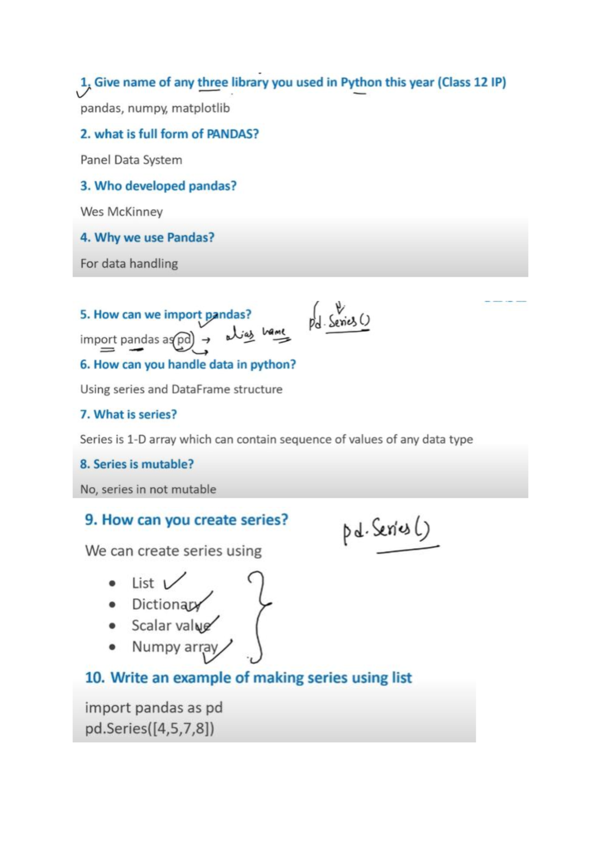 Viva Questions for Class 12 IP: Python Libraries & SQL Concepts - Studocu