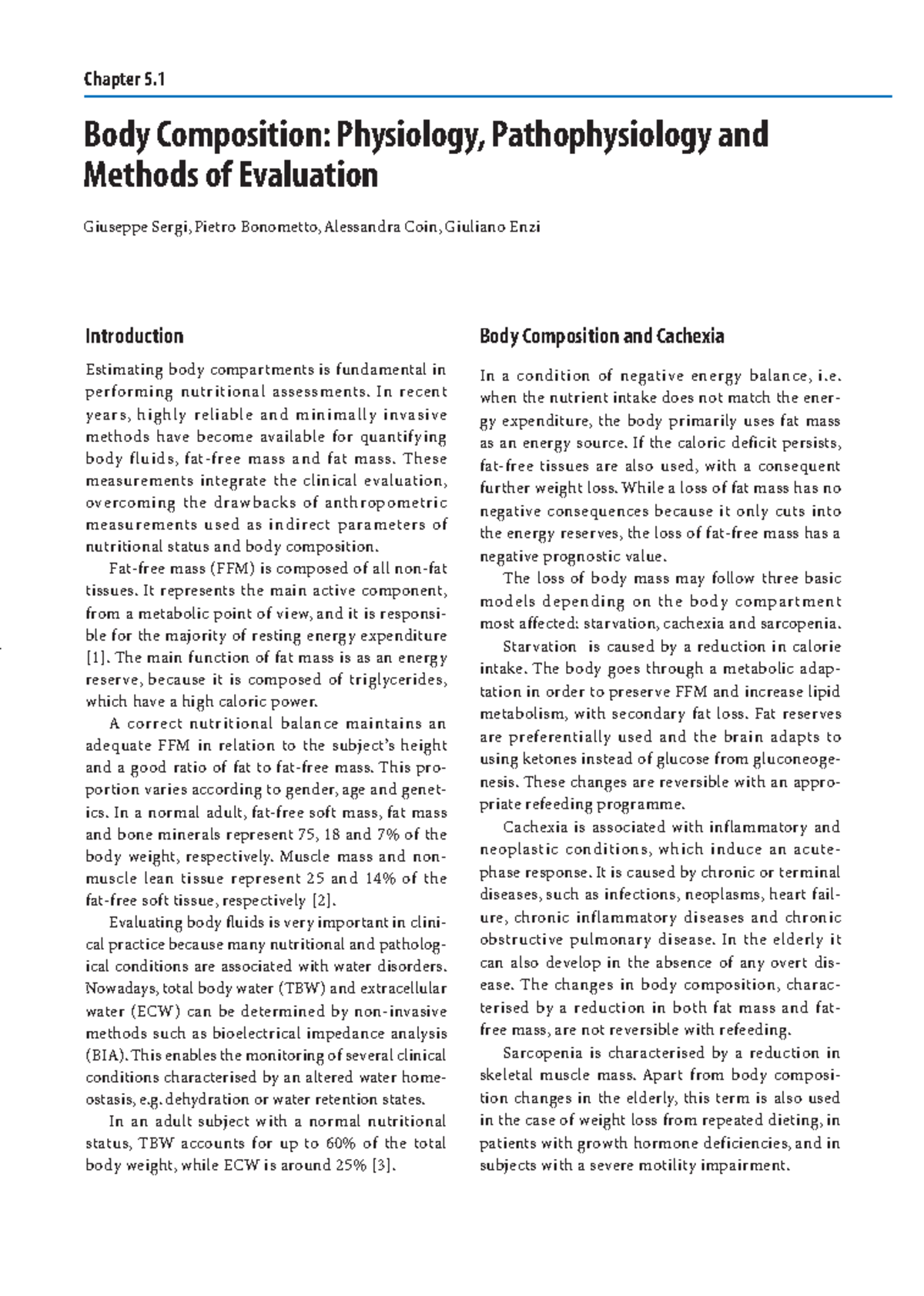 Body Composition Physiology, Pathophysiology and - Introduction ...