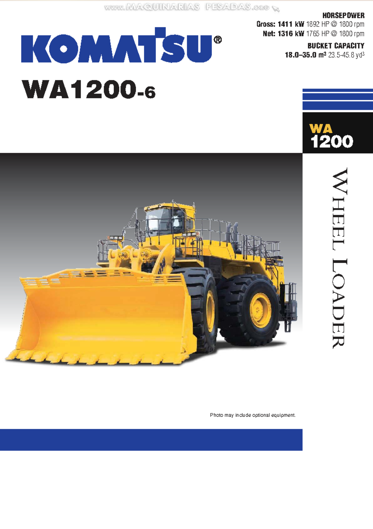 WA1200-6 Komatsu Front Loader Catalog: Features & Specs - Studocu