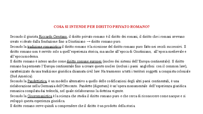 CORSO DI DIRITTO PRIVATO ROMANO: ANALISI E STORIA DEL DIRITTO - Studocu