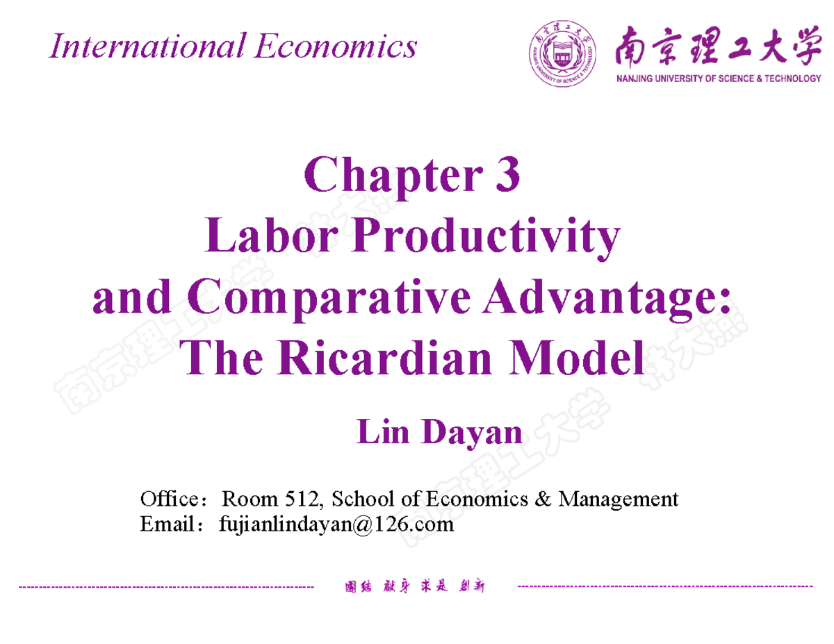 International Economics 512: Chapter 3 - Labor Productivity ...