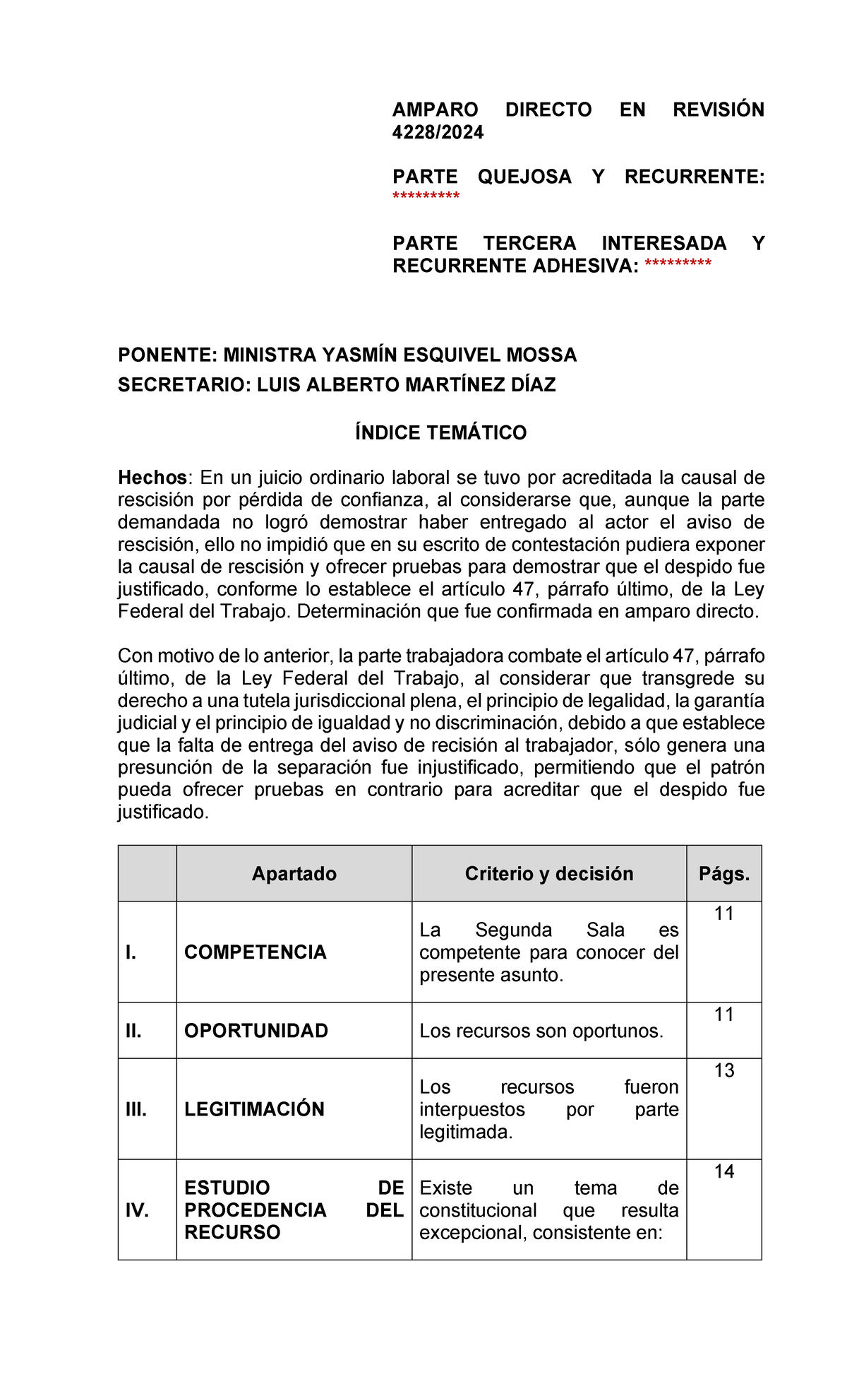 Constitucionalidad del Artículo 47 de la LFT: Análisis y Decisión en ...