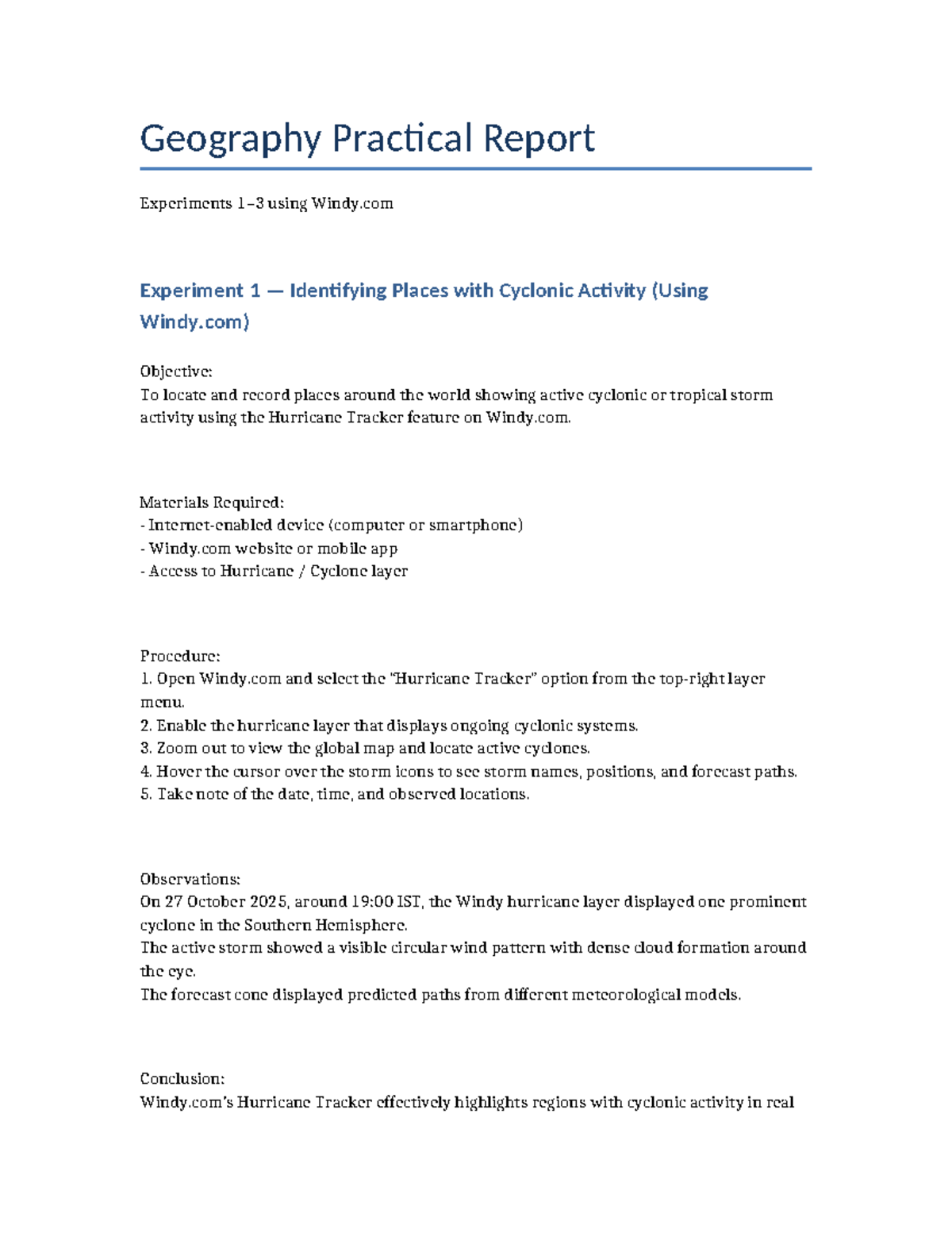 Geography Practicals: Cyclonic Activity & Air Quality Analysis - Studocu