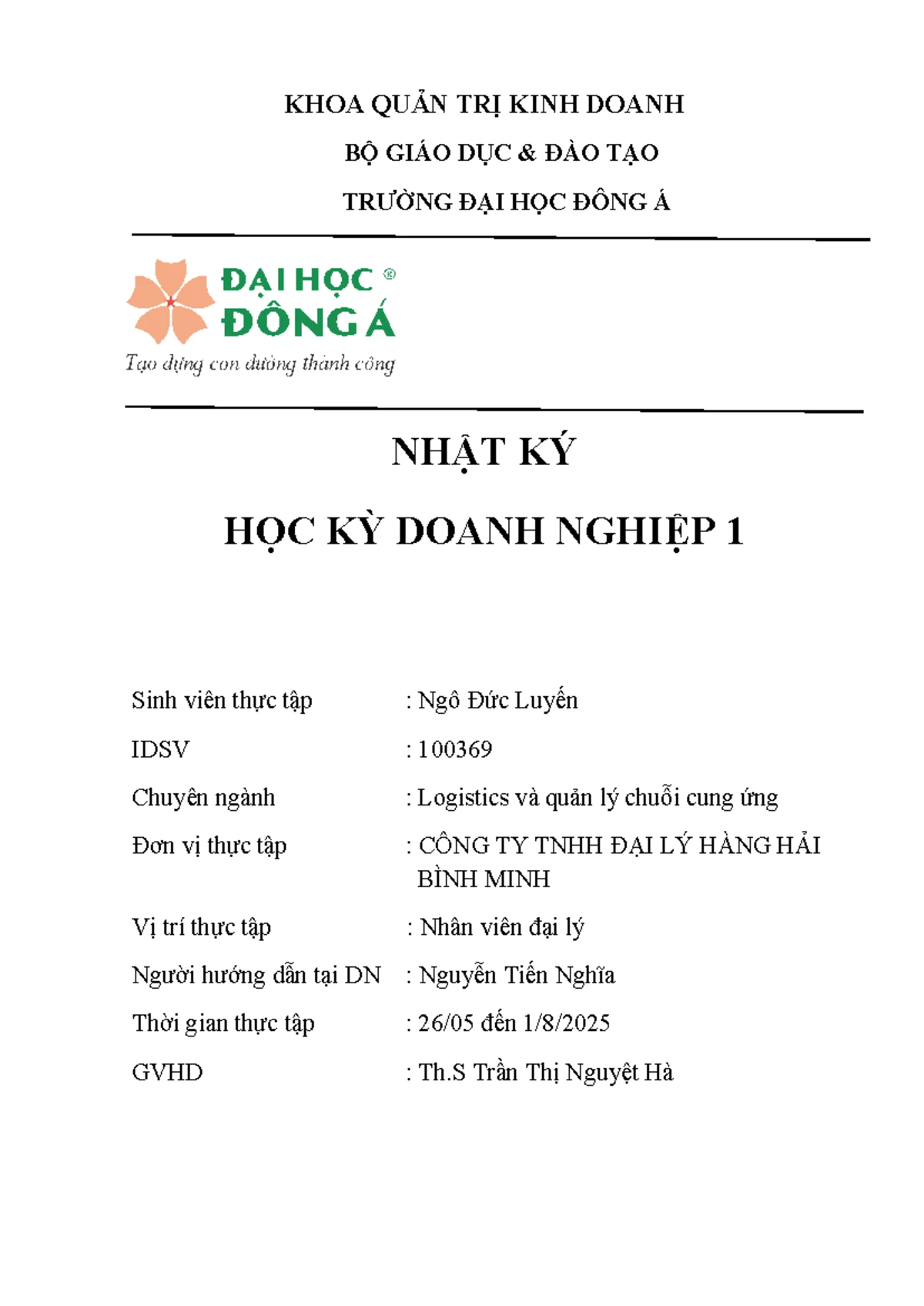 Nhật Ký Thực Tập Tuần 3 - Ngô Đức Luyến - IDSV: 100369 - Studocu