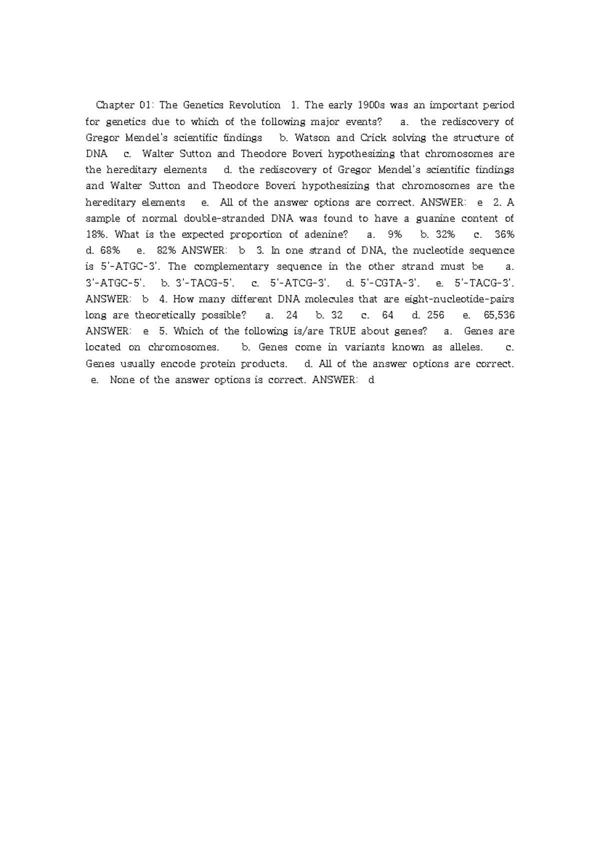 Chapter 01 - The Genetics Revolution: Key Concepts and Questions - Studocu