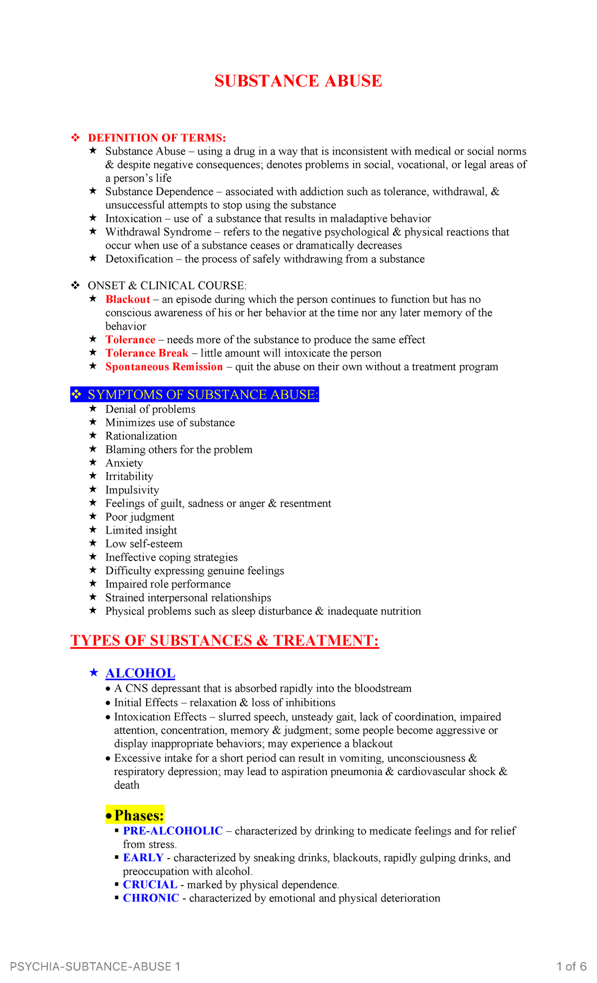 PSYCH 101: Substance Abuse Definitions and Treatment Overview - Studocu