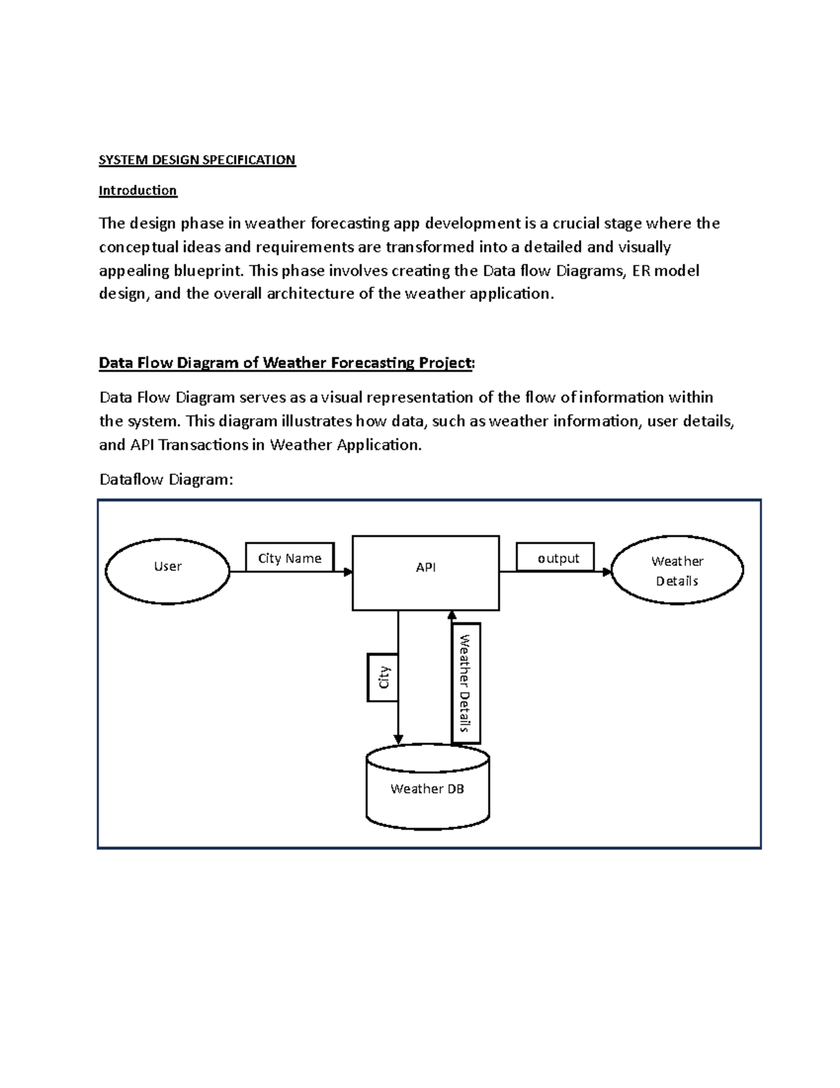 SDS - System Design Specification for Weather Forecasting App - Studocu