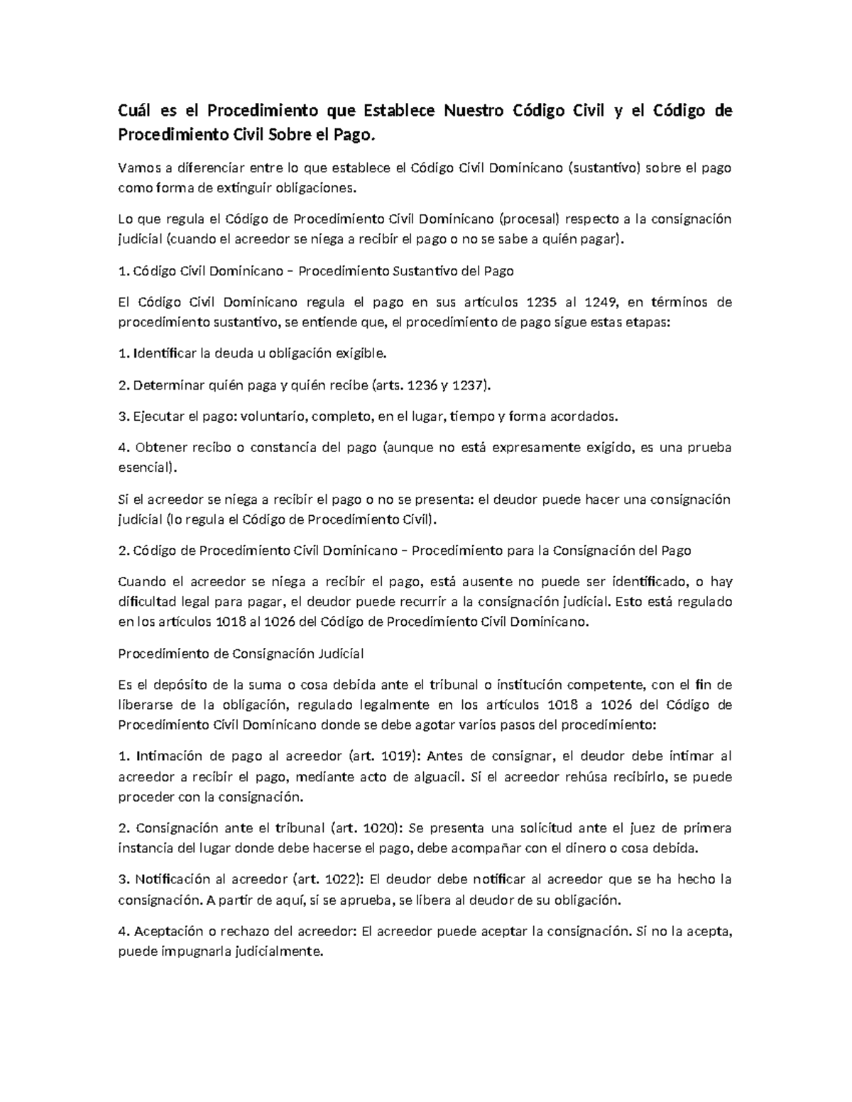 Procedimiento de Pago y Consignación Judicial en el Código Civil y ...