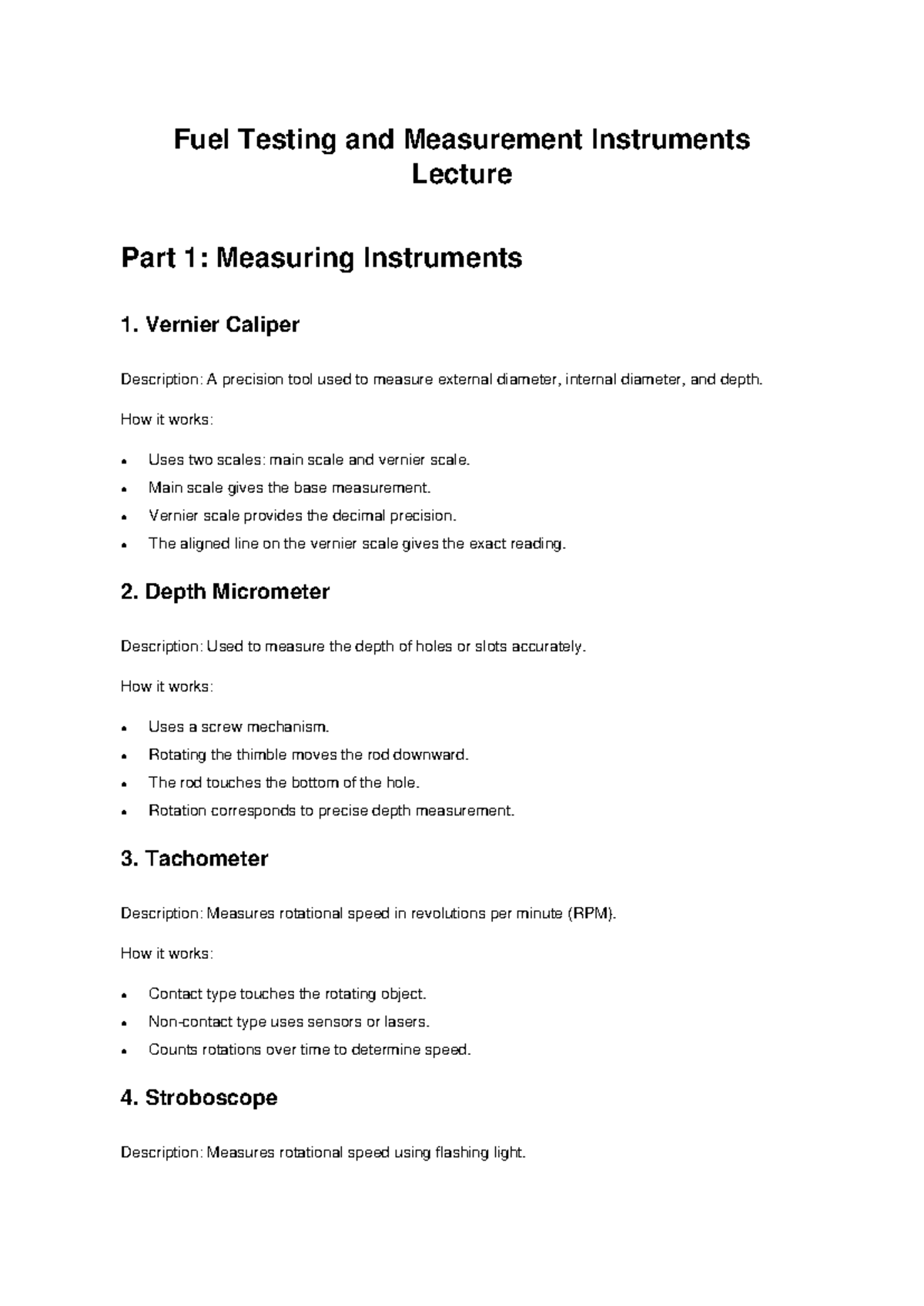 Fuel and Instruments Lecture: Measuring Tools and Liquid Properties ...