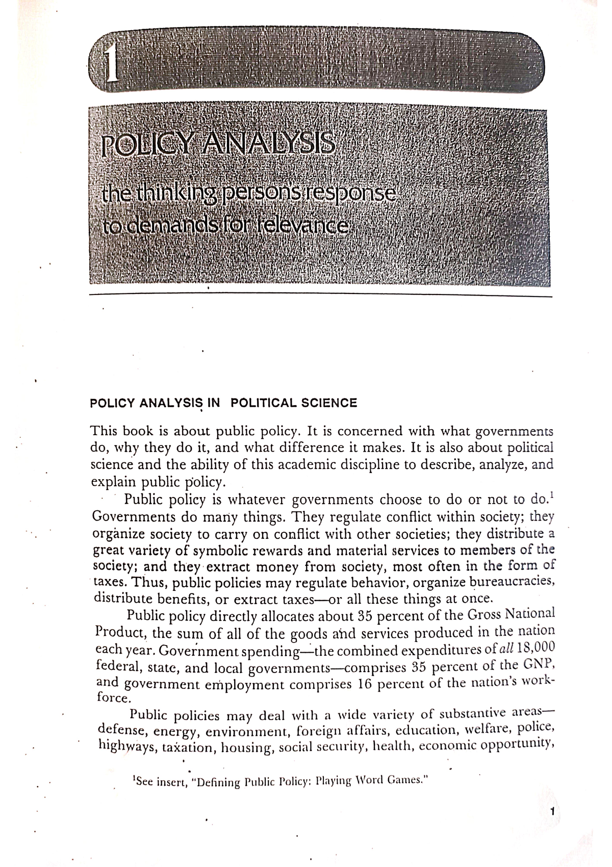 Policy Analysis in Political Science: Understanding Public Policy - Studocu