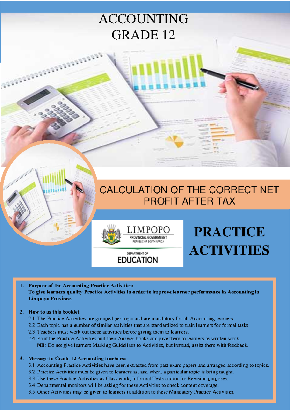 Grade 12 Accounting Practice Activities: Correct NET Profit ...