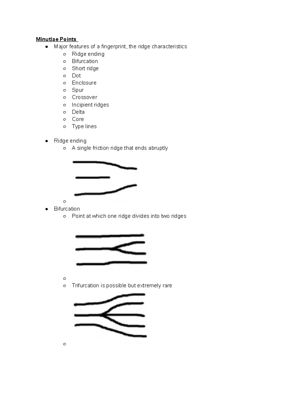 Minutiae Points and Type Lines - Minutiae Points Major features of a ...