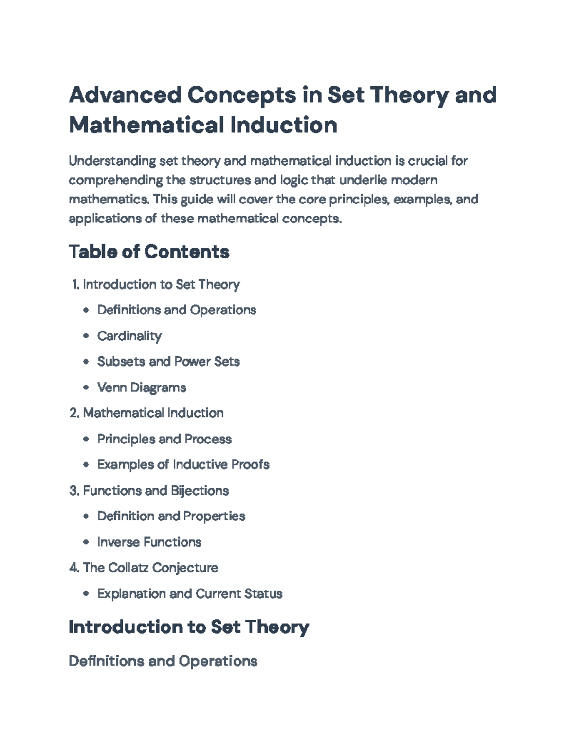 Advanced Concepts in Set Theory and Mathematical Induction: A Guide ...