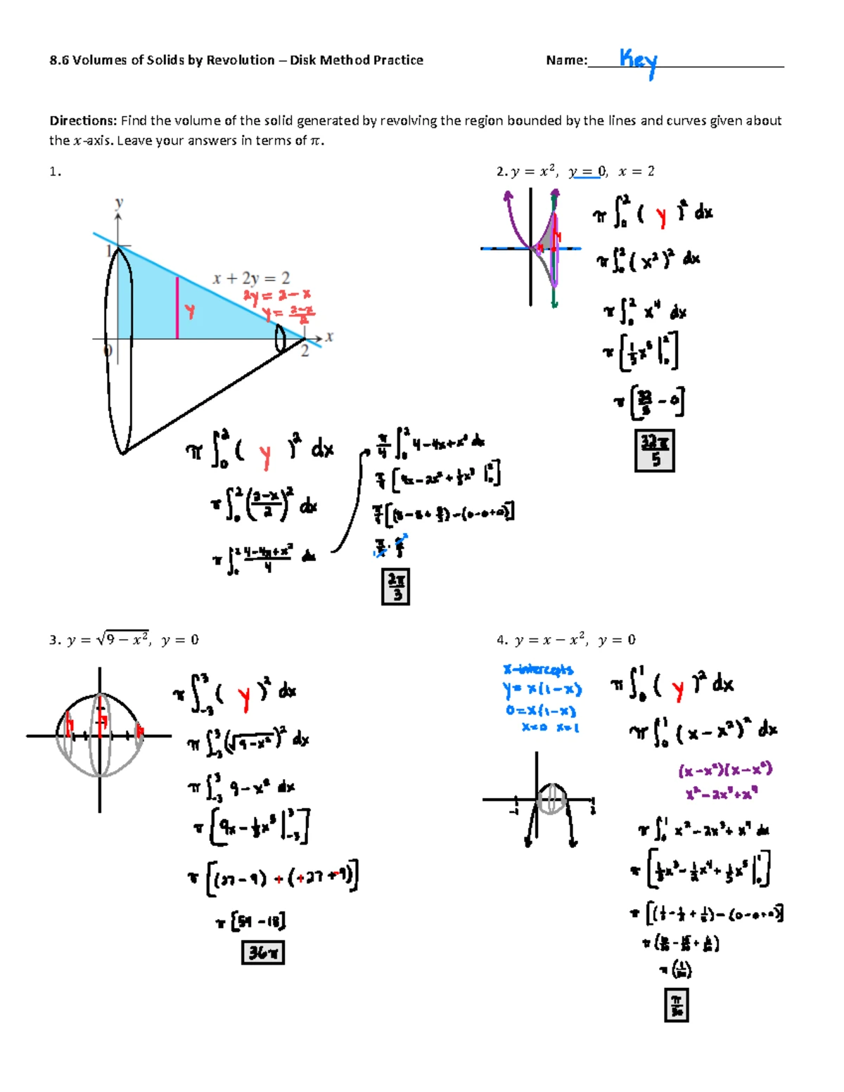 8.7 Volumes of Revolution: Disk Method with Shifted Axis Notes - Studocu