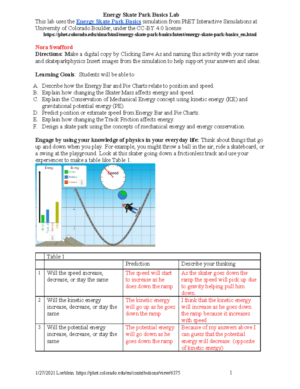 ISCI 2002 K - Energy Skate Park Basics Lab Guide - Studocu