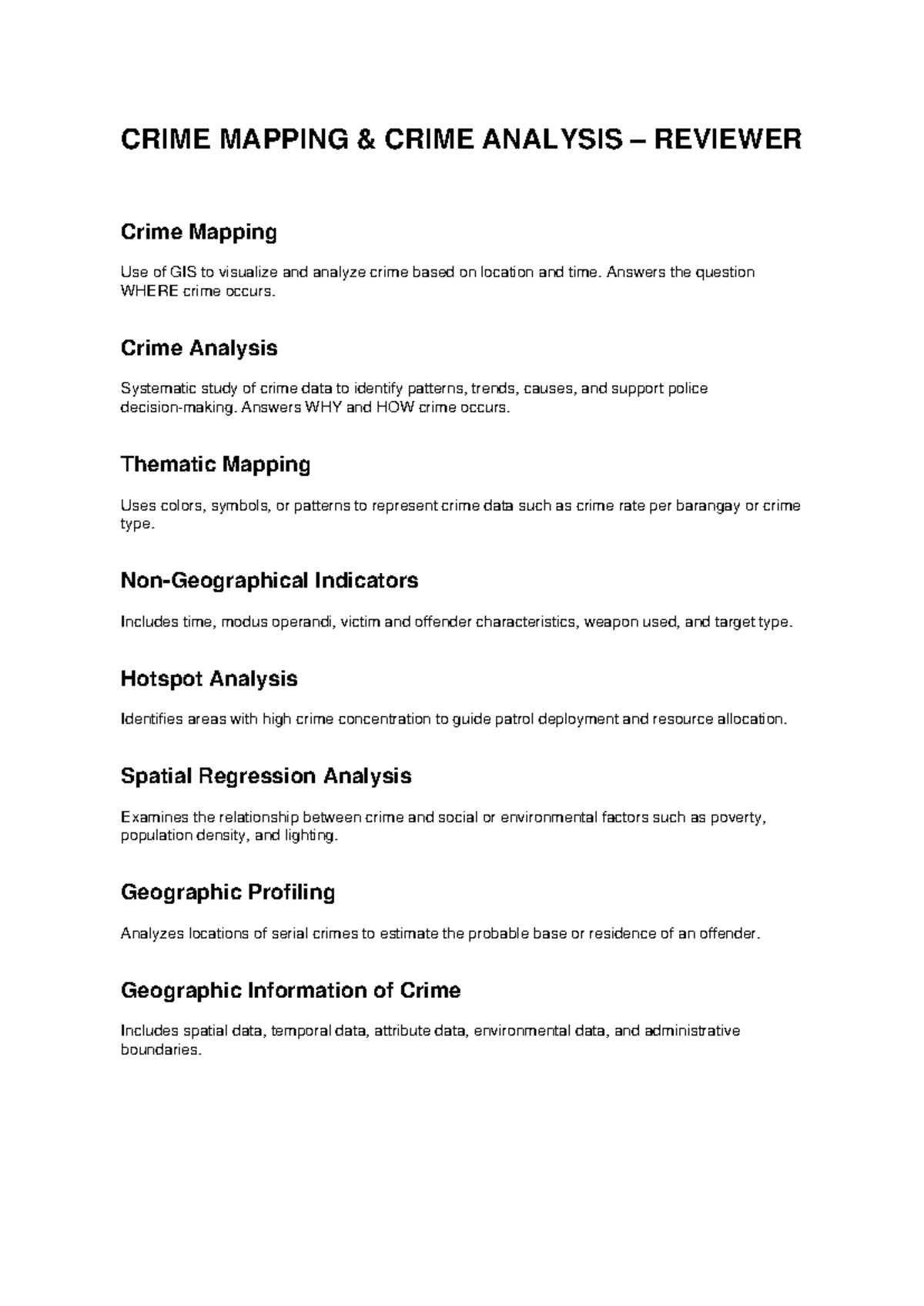 CRIME MAPPING 101: GIS & Crime Analysis Overview - Studocu